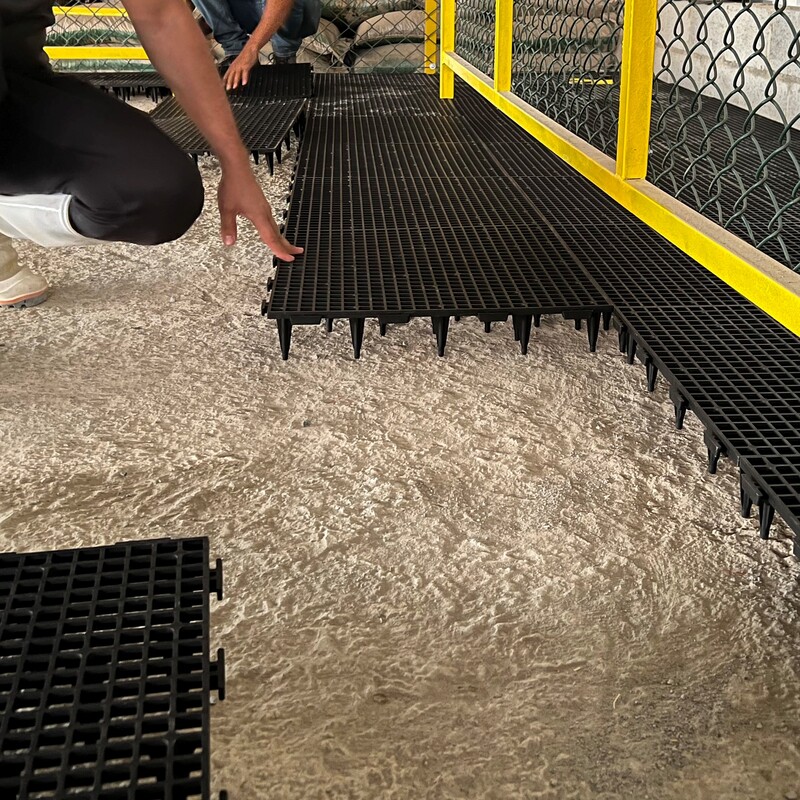 Plastic Flooring Slat with Support Leg 50x50 cm Black